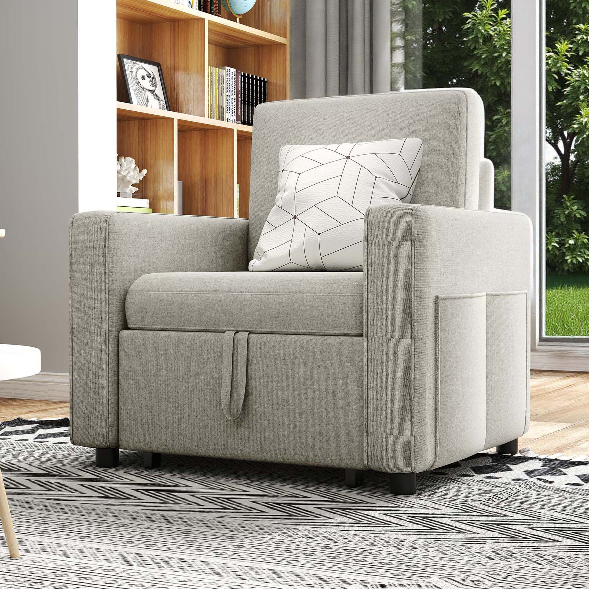 Ebern Designs 74" Linen Upholstered Convertible Sleeper Sofa | Wayfair